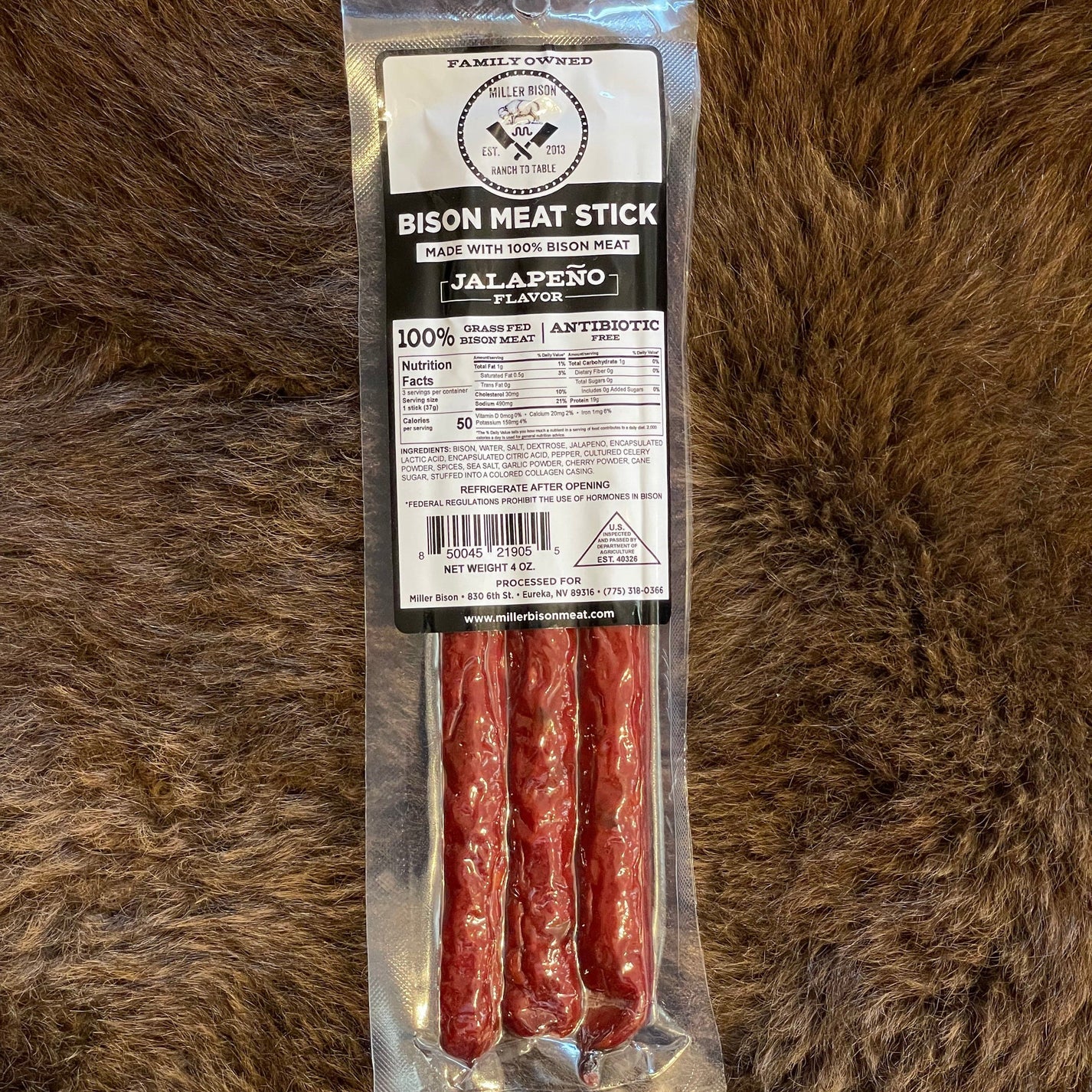 Jalapeño Bison Meat Sticks – Miller Bison LLC.